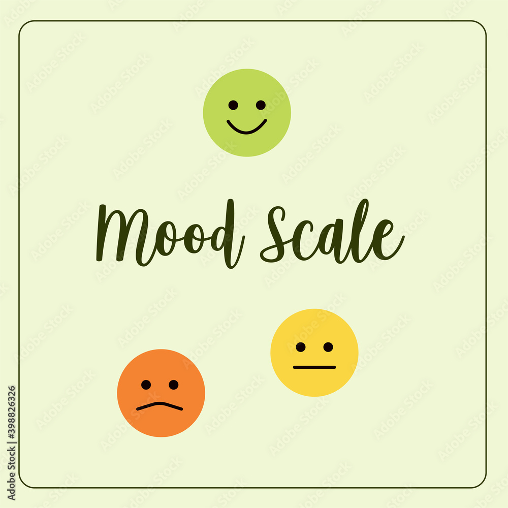 Mood Scale Vector Illustration. Emotions & Mental Health Rate. Stock ...