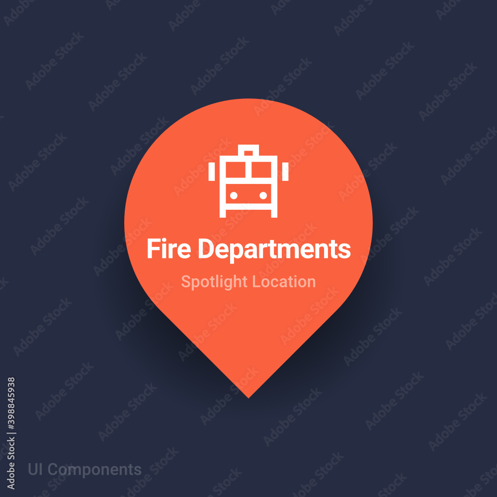 fire departments map spotlight location vector Icon. Stock Vector ...