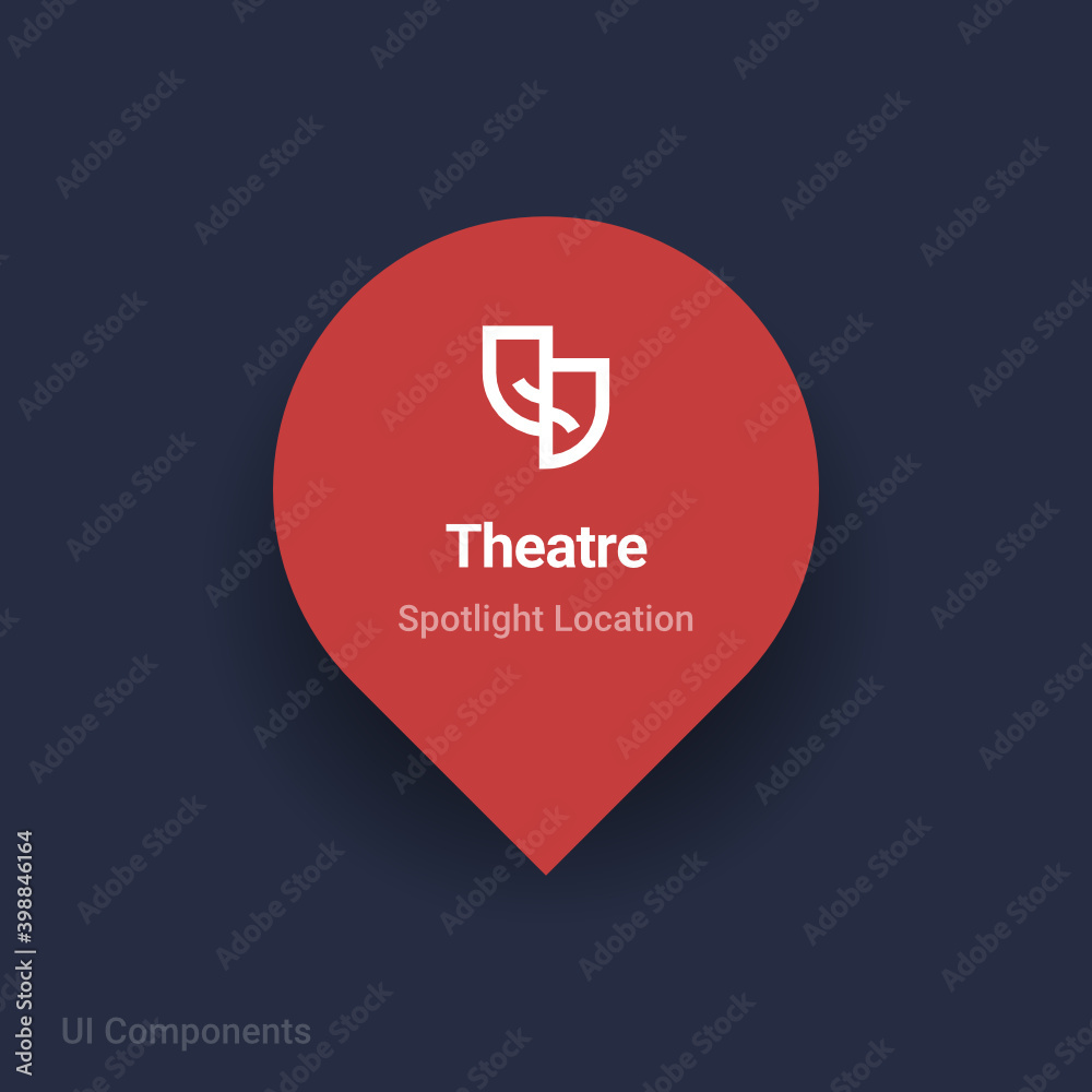 performing arts theatre map spotlight location vector Icon. Stock ...