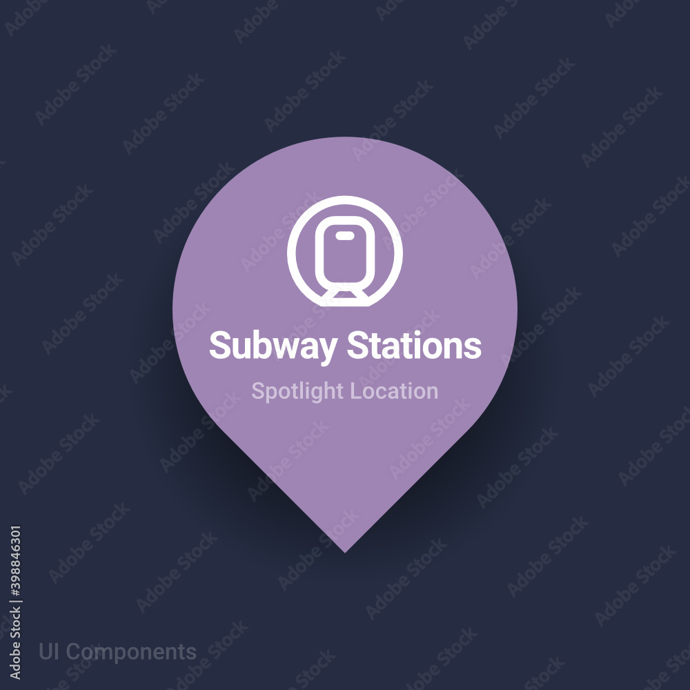subway stations, metro map spotlight location vector Icon. Stock Vector ...