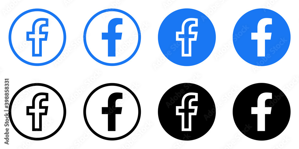 Facebook Logo - Vector Set Collection - Black Silhouette Shape ...
