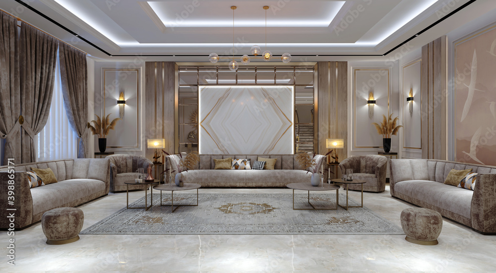 Modern interior design for a reception hall in a modern style, with ...