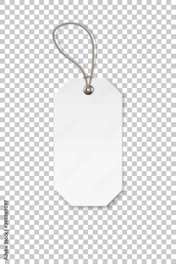 Blank white rectangular paper price tag isolated on transparent ...