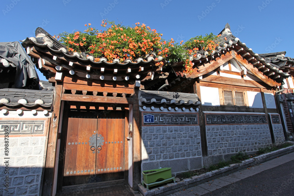Bukchon Hanok village is a traditional village of old style wooden ...