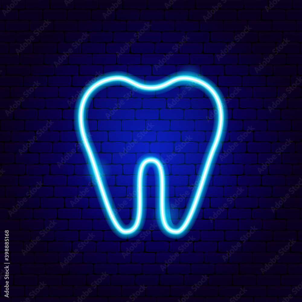 Tooth Neon Sign Stock Vector | Adobe Stock