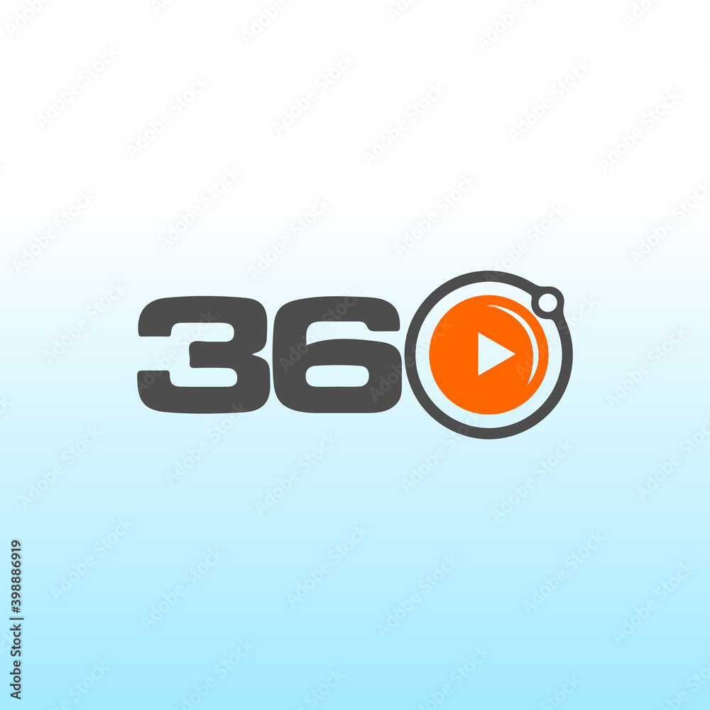 360 degree round video icon, 360 vector logo design template idea and ...