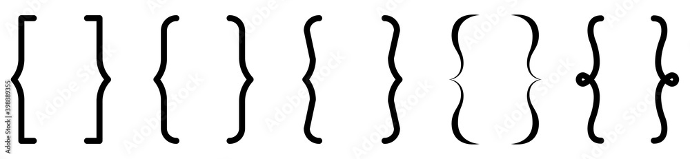 Bracket icon collection. Black bracket set. Set of Text brackets design ...