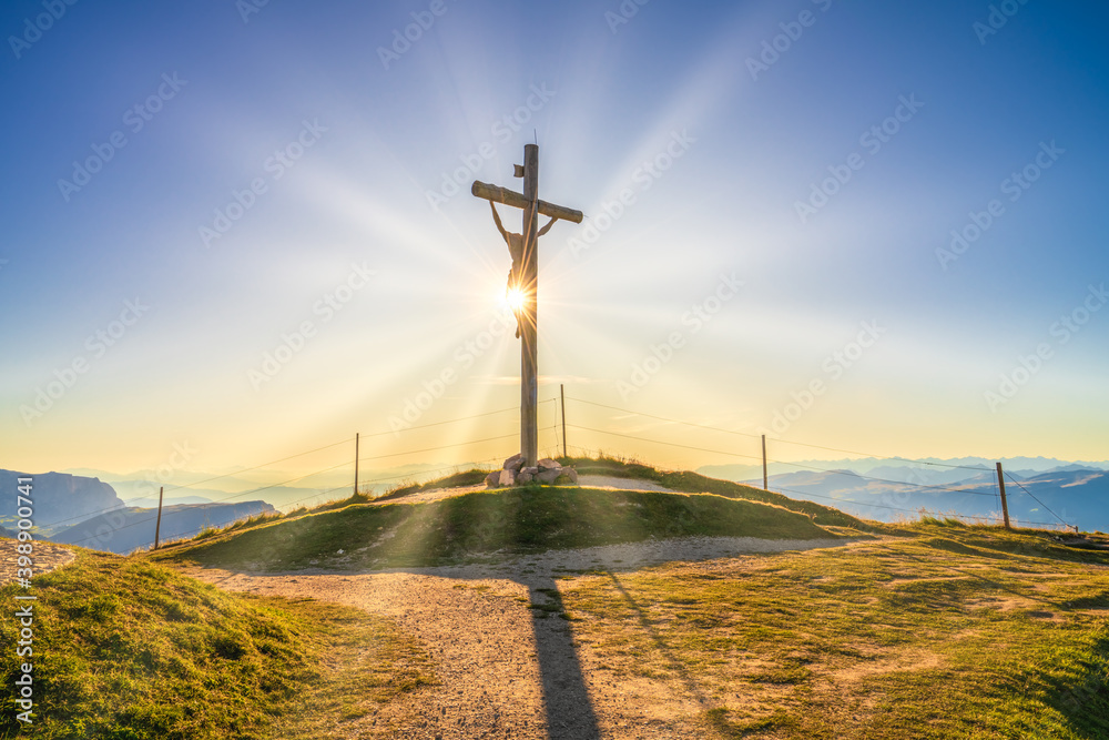 Jesus Christ on the Cross with sun rays Stock Photo | Adobe Stock