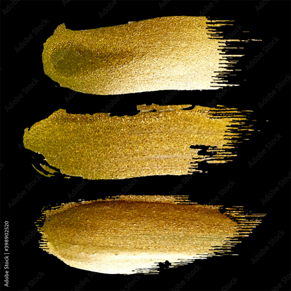 Hand drawing gold paint brush stroke. Golden brush stroke design ...