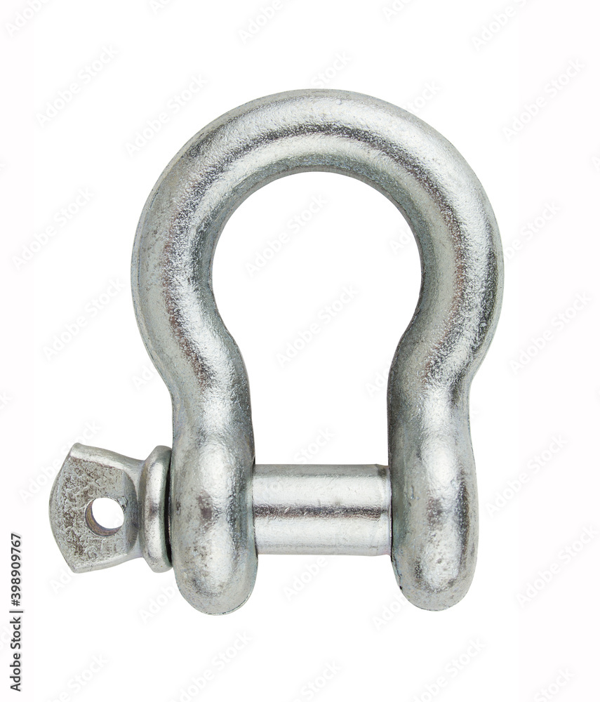 Steel metal rigging shackle isolated on white background. Professional ...