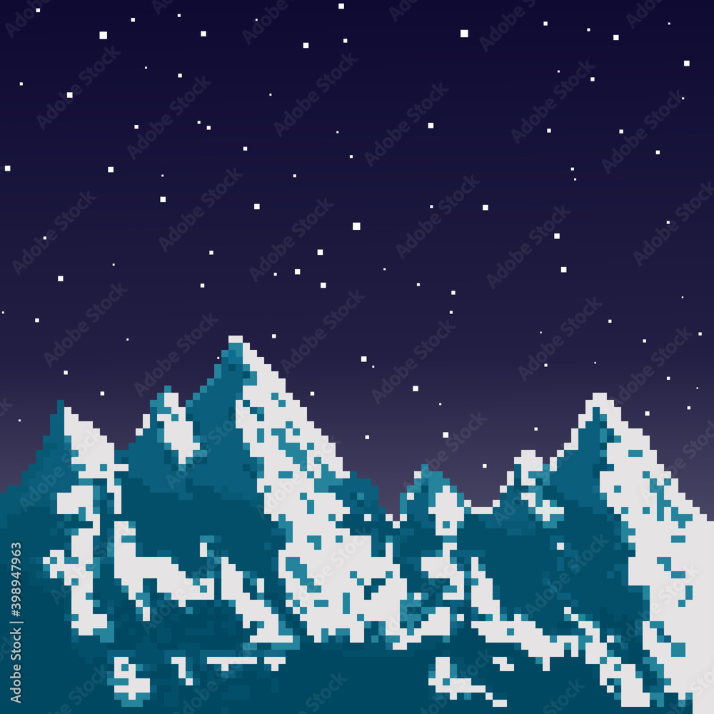 Pixel background with forest for games and mobile applications. Pixel ...