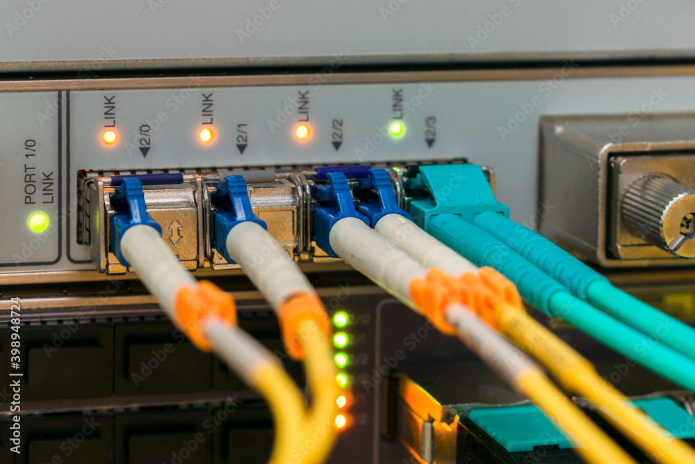 Backbone high-speed Internet communication channel. Fiber optic cable ...