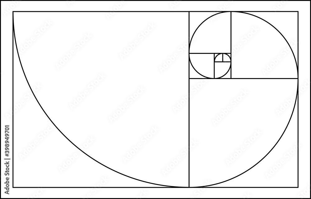 Golden ratio vector. Golden proportion. Section design element. Golden ratio background ...
