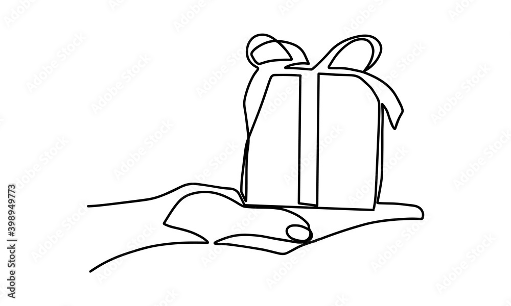 Present. Continuous line. Continuous line drawing of standing woman ...