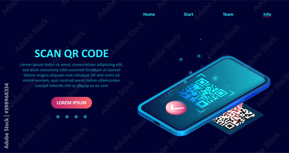 Vector of a smartphone with an app reading scanning the qr code. Stock ...
