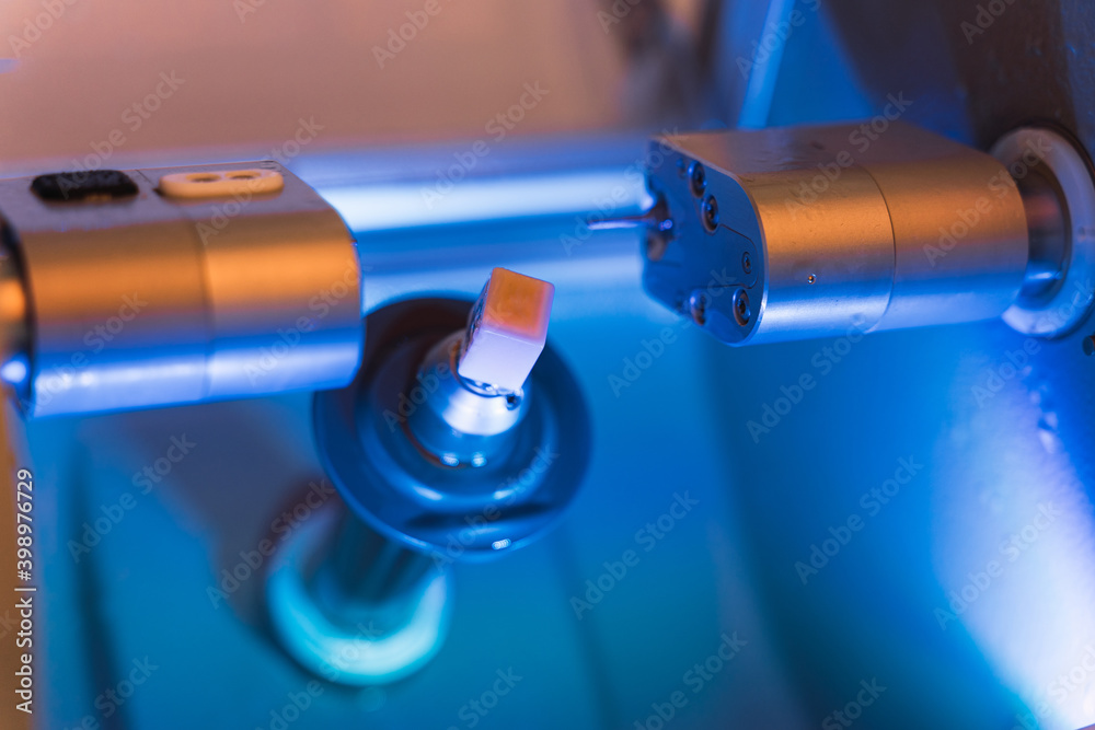 Selective focus, detailed drawing of ceramic molding machine to make a ...