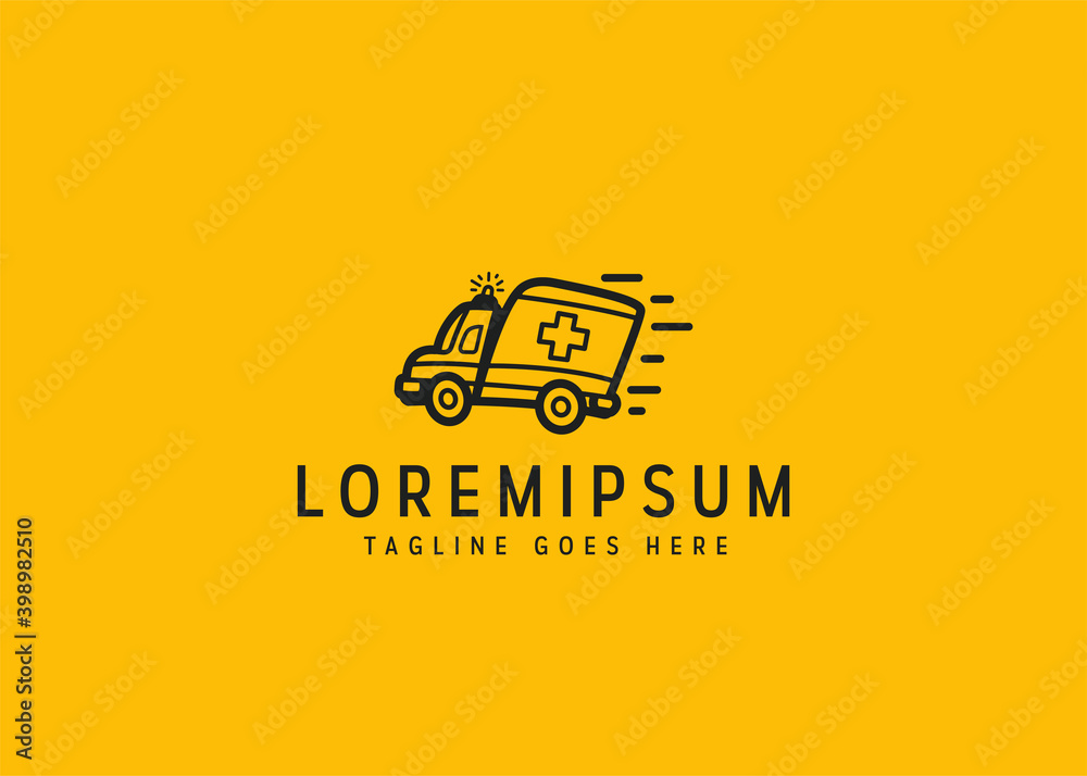 Emergency ambulance service logo design. Vector illustration of fast ...
