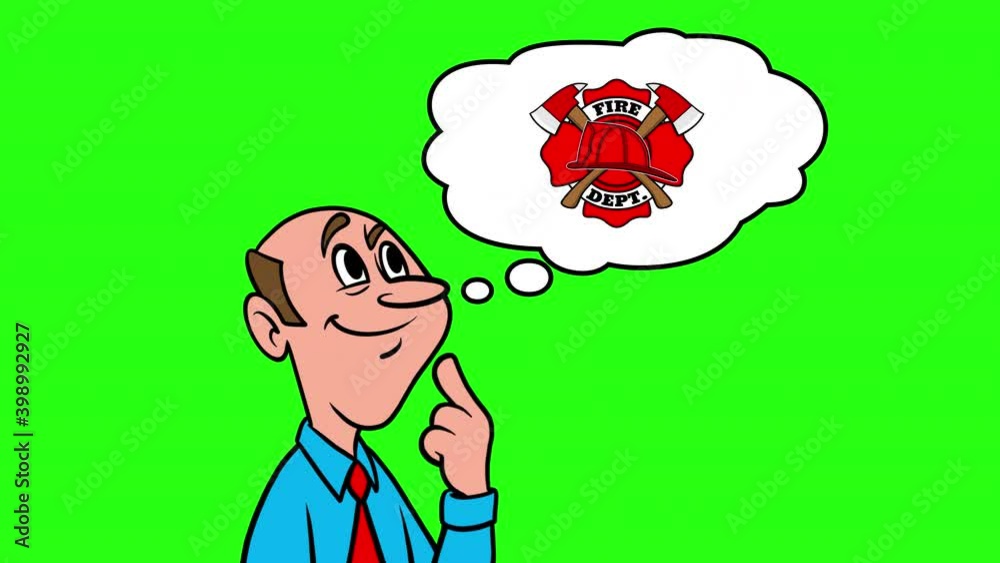 Man thinking about Firefighter Badge - 4k Animation with Green ...