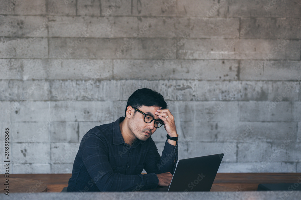 sad depression serious people from work stress concept.asian man ...