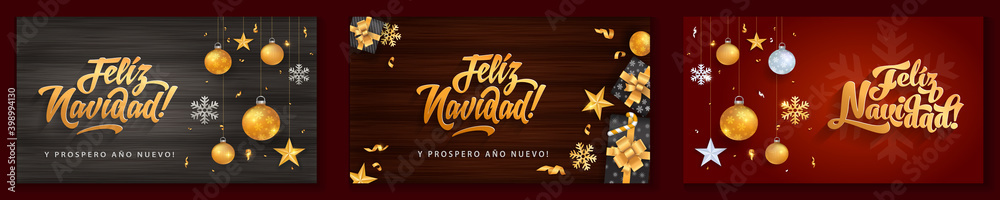 Feliz Navidad - Merry christmas in spanish language card template ...