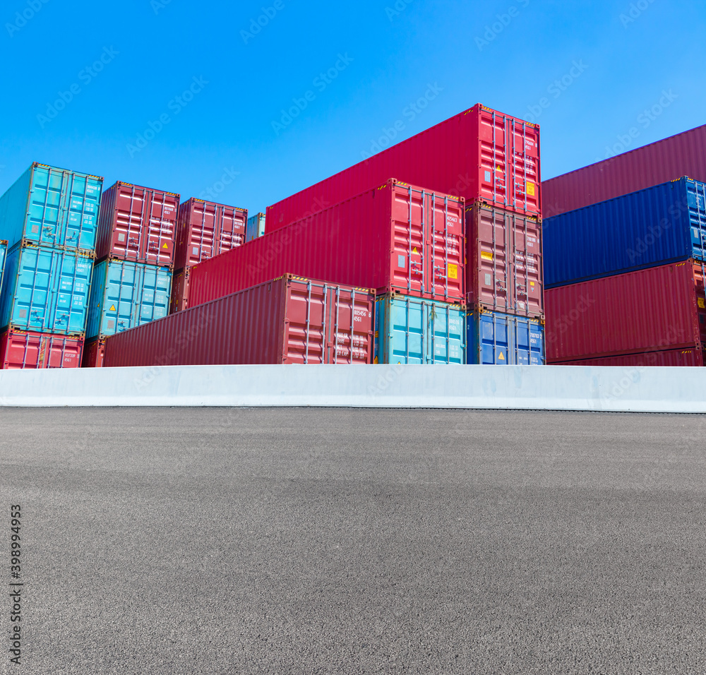 Stack of containers box, Cargo freight ship for import export logistics ...