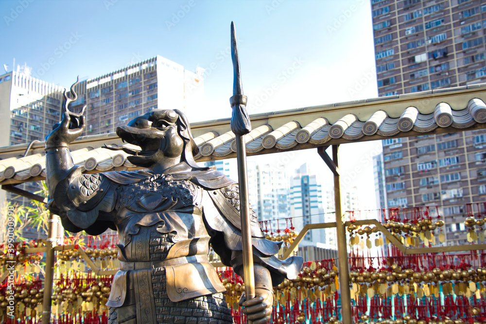 Kowloon, Hong Kong - 02.12.2020 : traditional Chinese statues of Snake ...