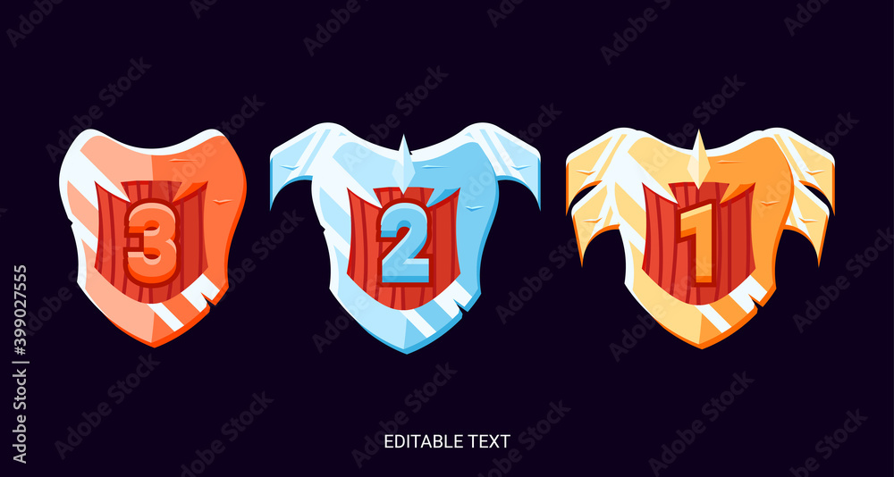 set of game ui shield award medal with grade for gui asset elements ...