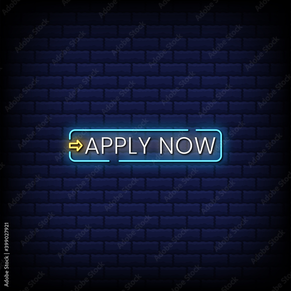 Apply now neon signs style text Stock Vector | Adobe Stock