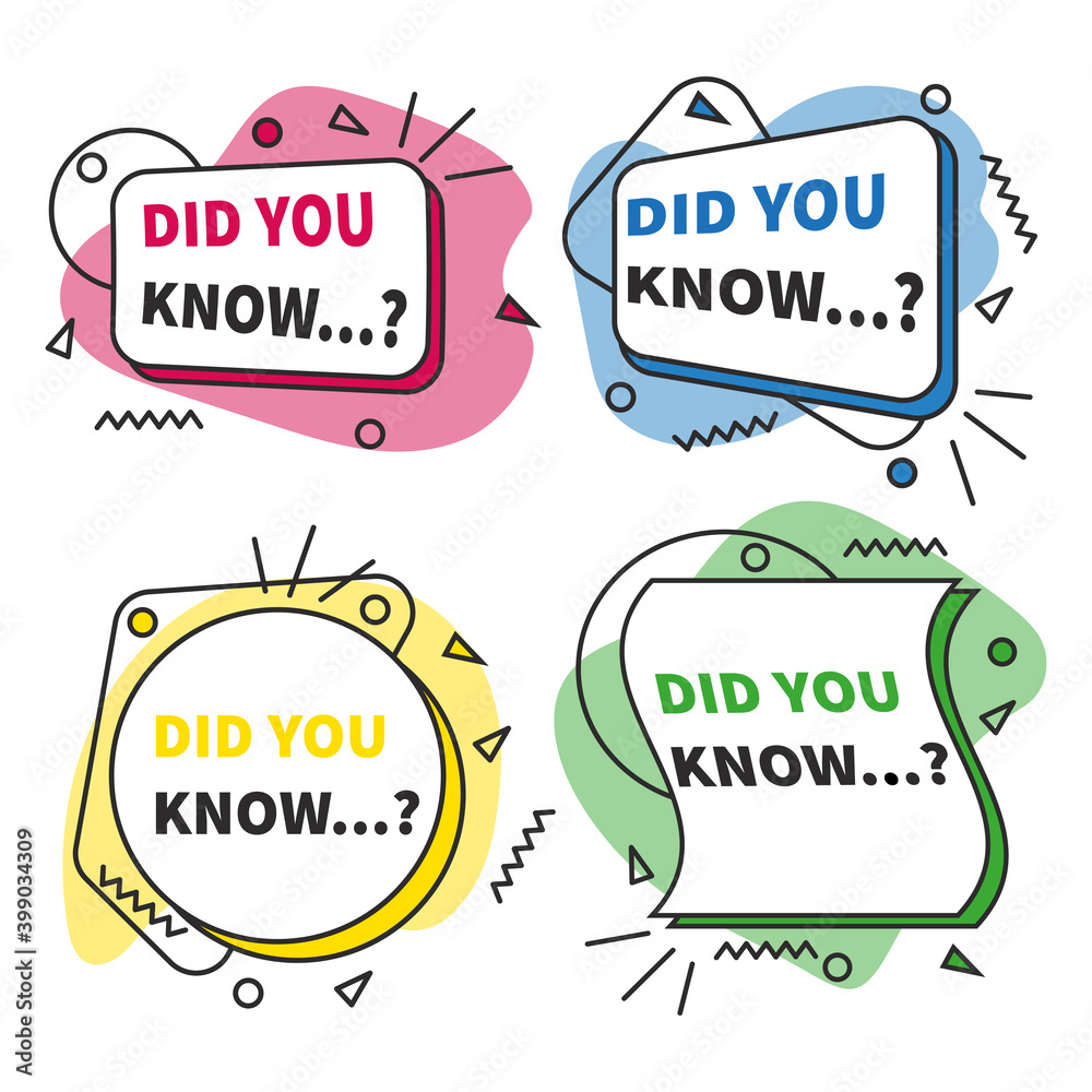 Did you know the creative symbols stickers set. Fact message banner ...