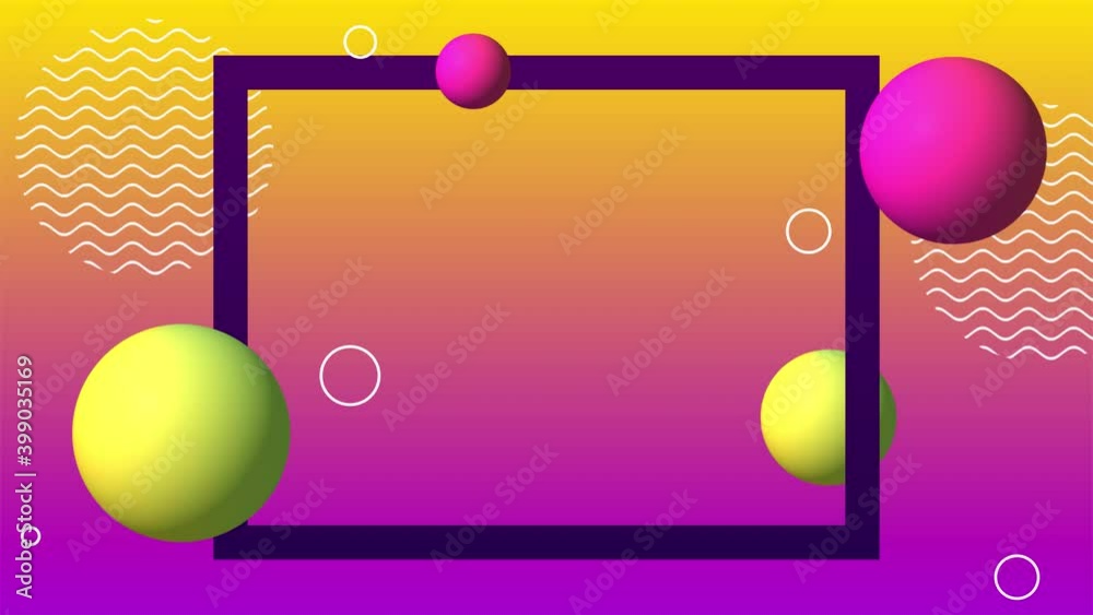 abstract moving loop background. Modern design spheres, frame and ...