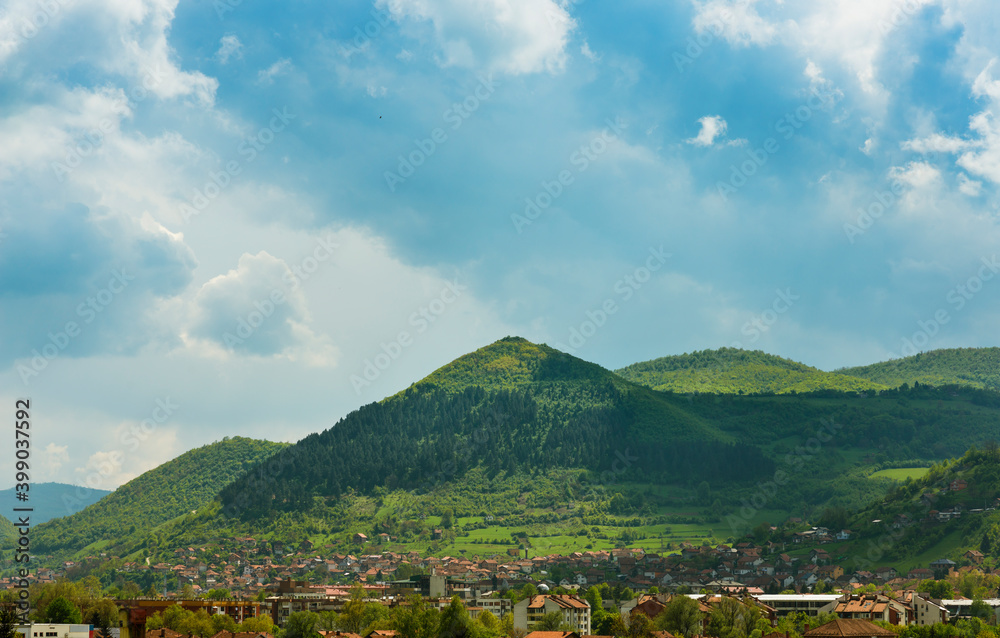 Bosnian Pyramid of the Sun. Landscape with forested ancient pyramid ...