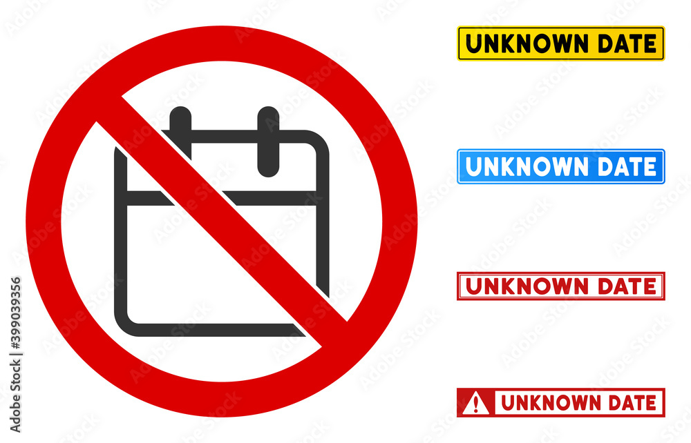 No Calendar Page sign with captions in rectangle frames. Illustration ...