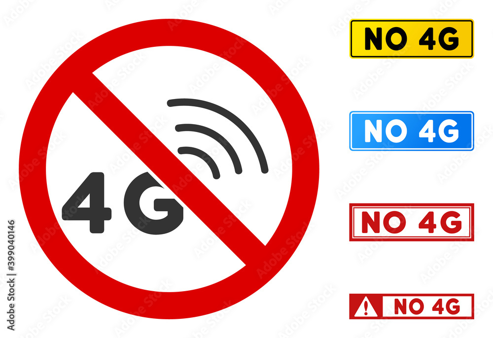 No 4G Signal sign with texts in rectangular frames. Illustration style ...