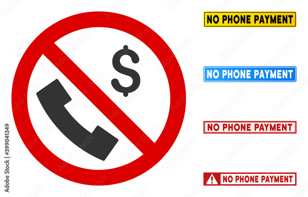 No Phone Payment sign with captions in rectangle frames. Illustration ...