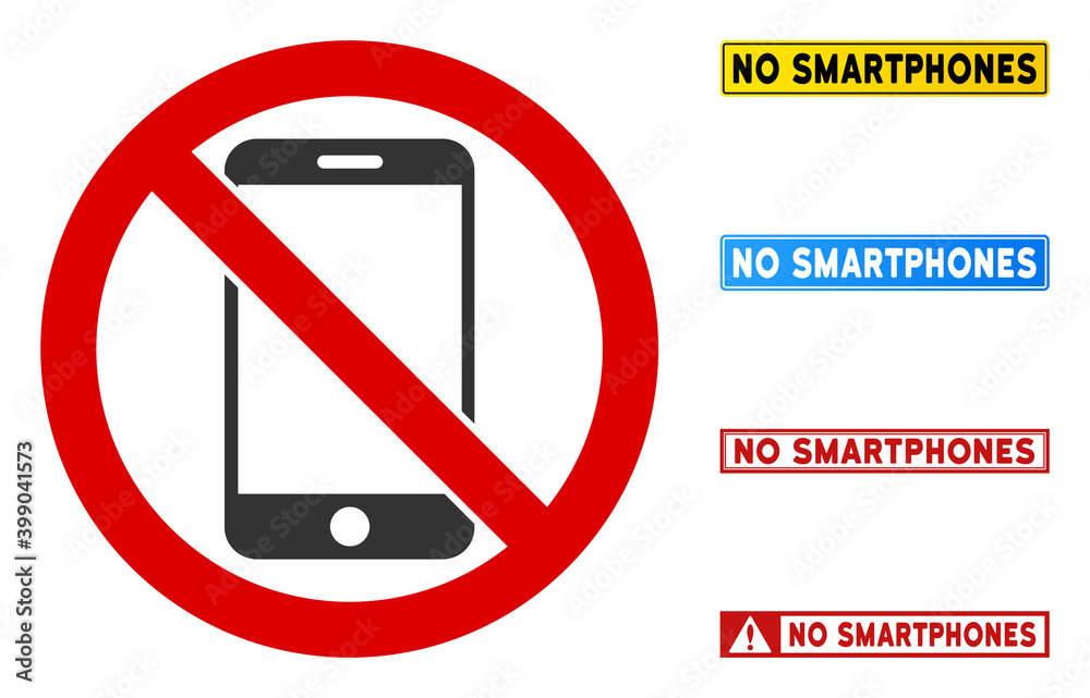 No Smartphone sign with messages in rectangular frames. Illustration ...