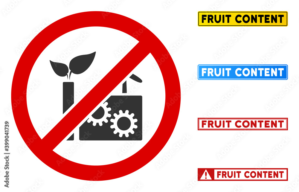 No Eco Factory sign with badges in rectangle frames. Illustration style ...