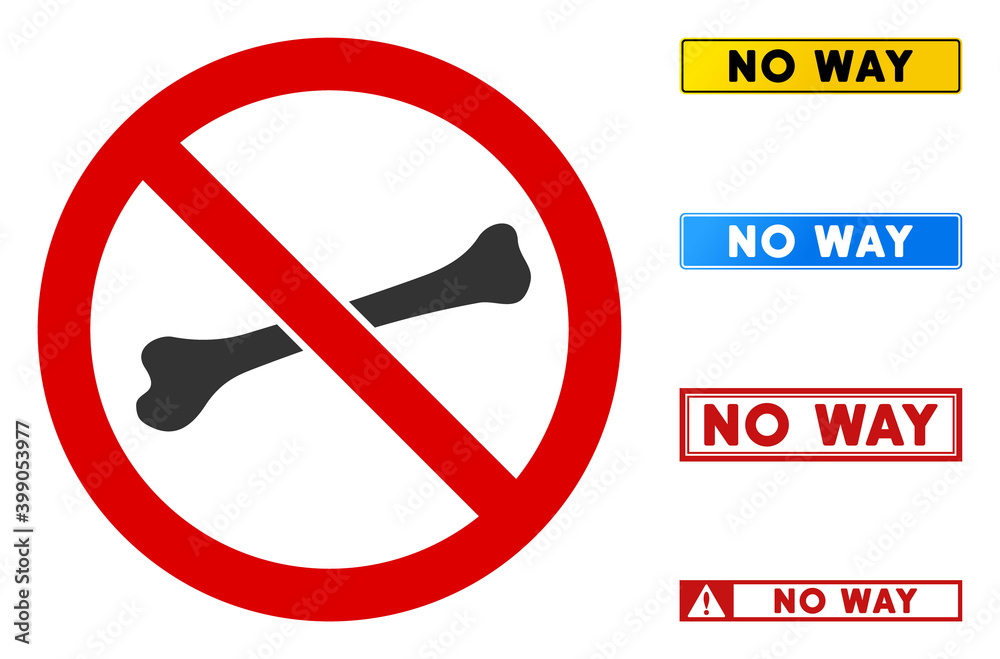 No Bone sign with titles in rectangular frames. Illustration style is a ...