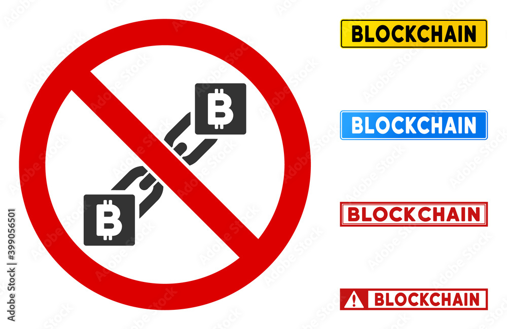 No Blockchain sign with captions in rectangular frames. Illustration ...