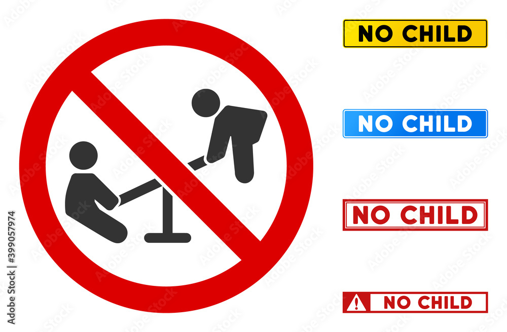 No Child Swings sign with titles in rectangle frames. Illustration ...