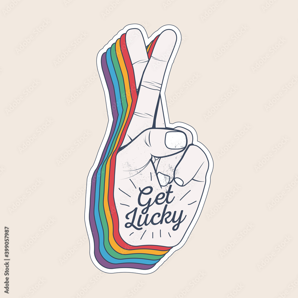 Get lucky or good luck crossed fingers sign or hand gesture sticker or ...