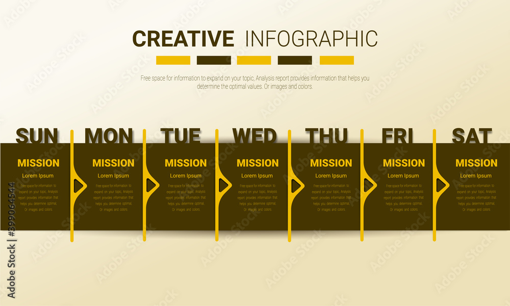 Timeline business for 7 day, 7 options, Timeline infographics design ...
