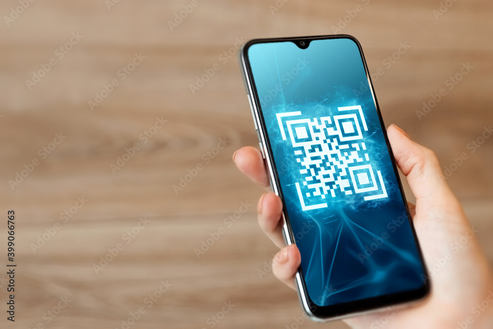 QR code and smartphone, new technologies. Electronic digital ...