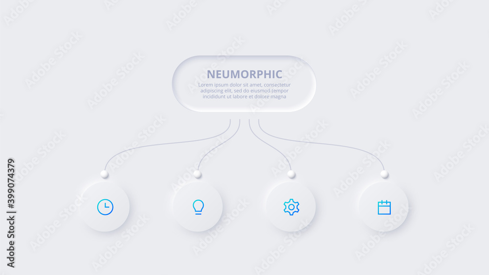 Neumorphic flow chart infographic. Template for diagram, graph ...