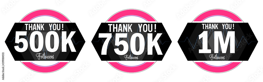 Set of Followers thank you banners design template, graphic icons for ...