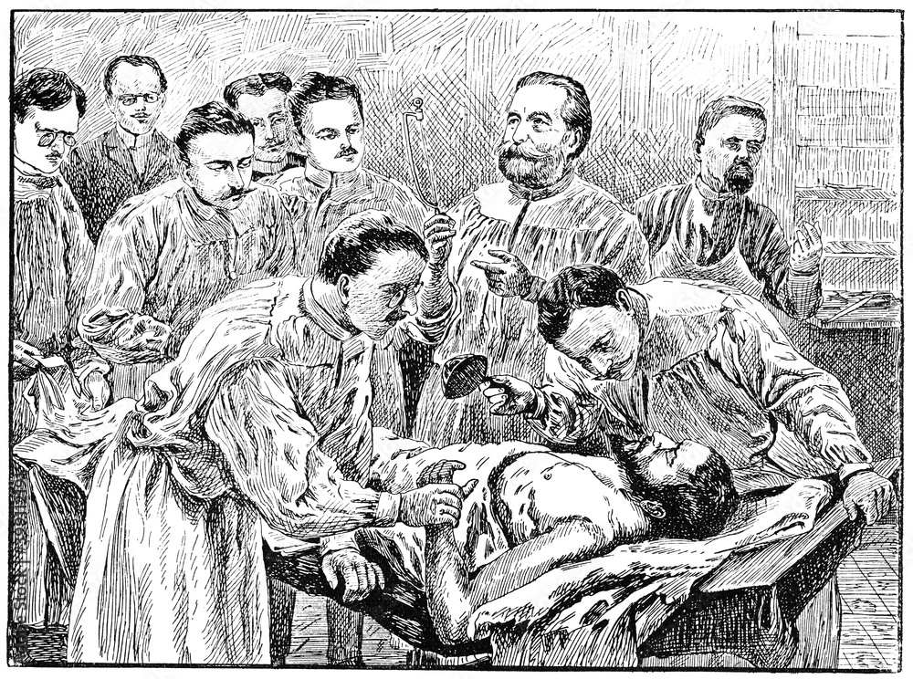 Professor Ernst von Bergmann in the operating room of the surgical ...