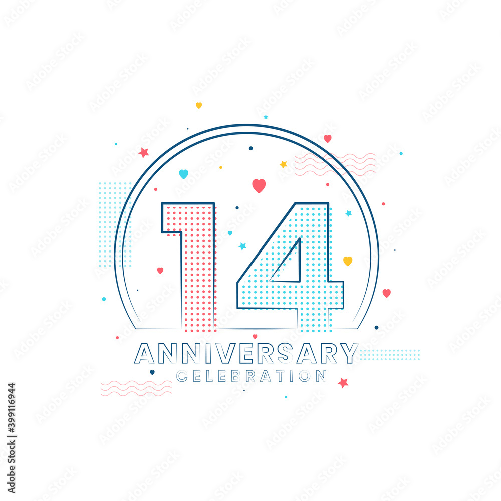 14 years Anniversary celebration, Modern 14 Anniversary design Stock ...