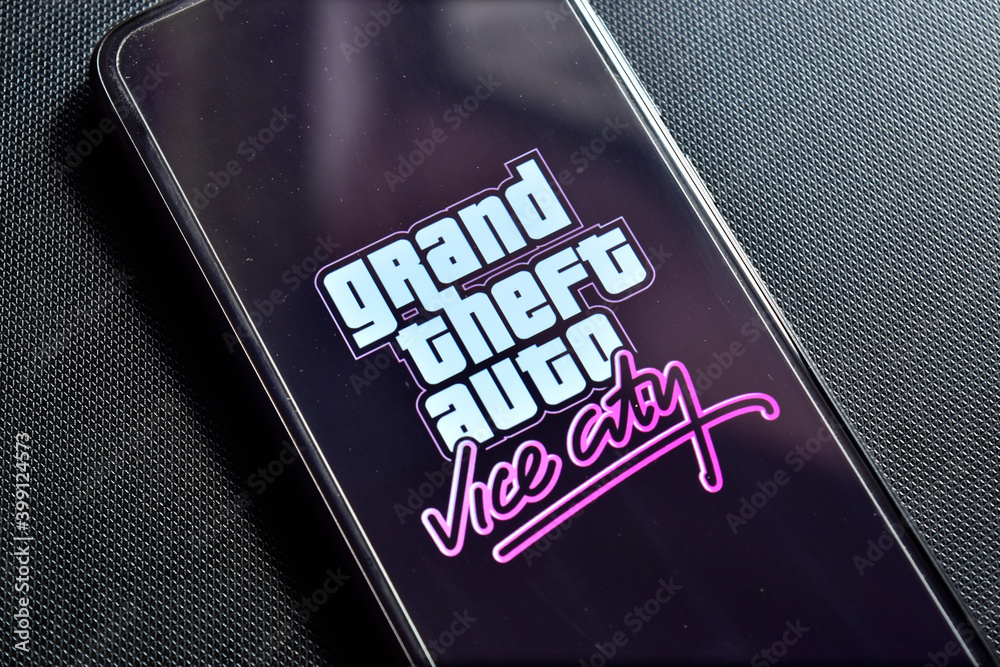 Grand Theft Auto Game Logo On Smartphone Stock Photo | Adobe Stock