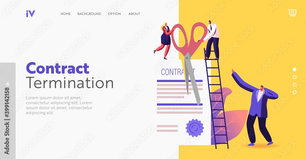 Terminated Contract Landing Page Template. Cancellation, Agreement ...