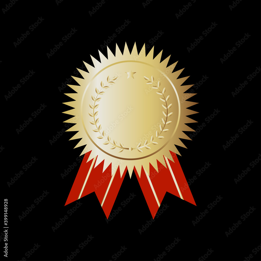 Golden stamp with ribbons isolated on white background. Luxury seal ...