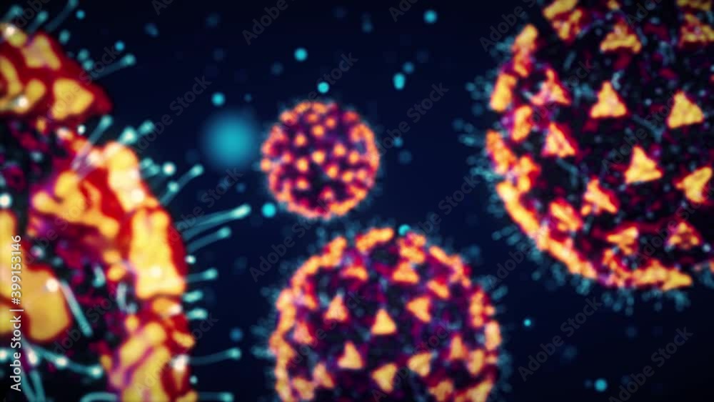 Coronavirus COVID-19 realistic 3D animation. Acute respiratory syndrome ...
